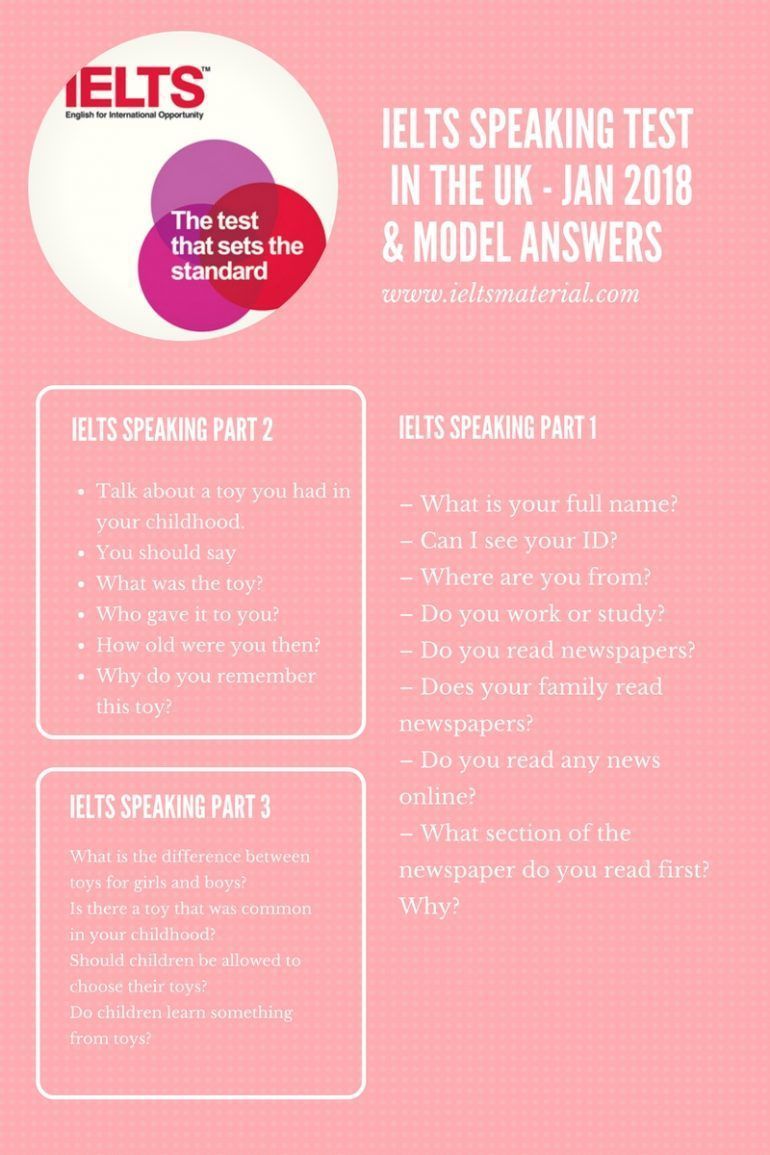 IELTS Speaking Test In The UK Jan 2018 Model Answers