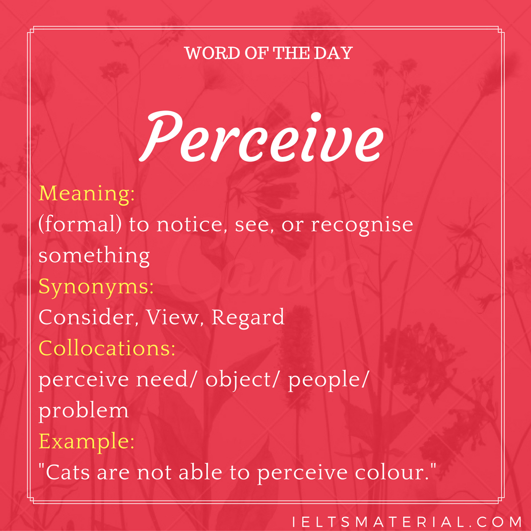 Perceive Word Of The Day For IELTS Perceive Word Of The Day For IELTS