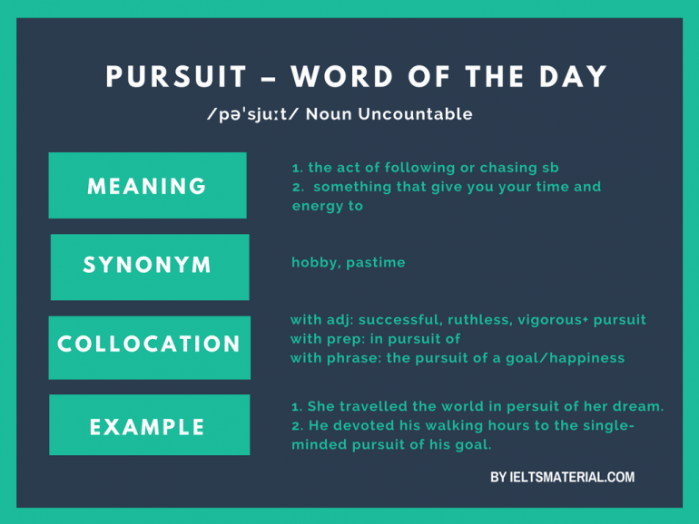 PURSUIT – Word Of The Day For IELTS Writing & Speaking