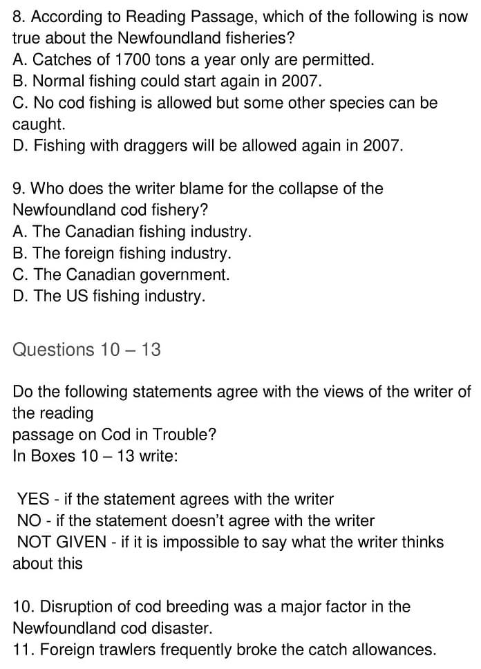IELTS Academic Reading ‘COD In Trouble’ Answers | IELTSMaterial.com