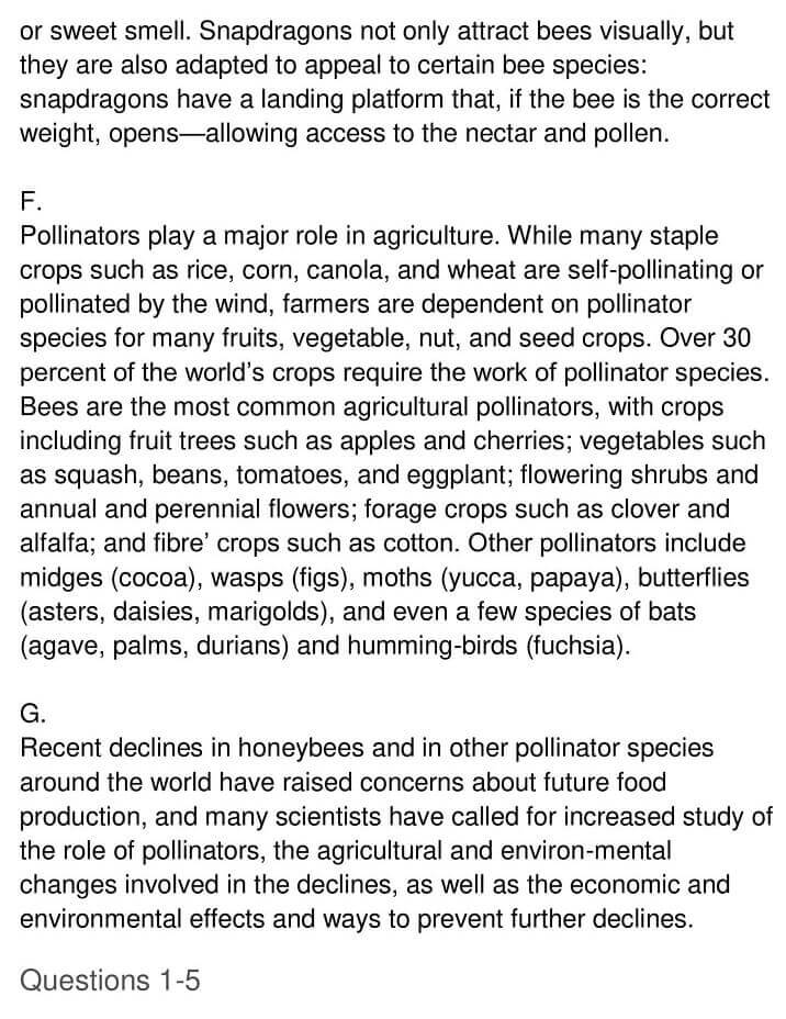 IELTS Academic Reading ‘Pollination’ Answers | IELTSMaterial.com