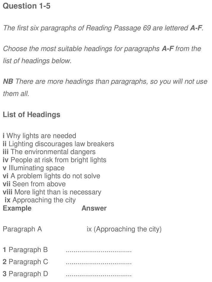 Light Pollution – IELTS Reading Answers | IELTSMaterial.com