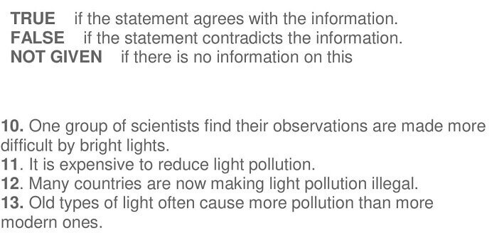 Light Pollution – IELTS Reading Answers | IELTSMaterial.com