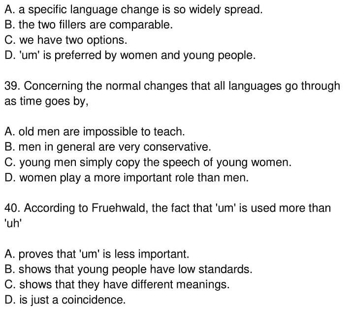 Speech Dysfluency And Popular Fillers IELTS Reading Answers ...