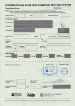 IELTS Score Report - Details on Test Report Form